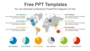 [Free] World Map Pie Charts Presentation Template