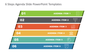 6 Steps Colorful Agenda | Free Colorful Agenda PPT Templates