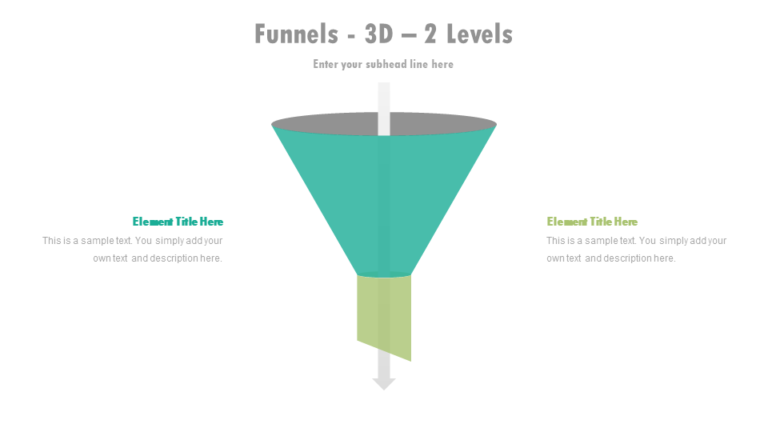 3D funnel design with 2 levels for presentations in PowerPoint