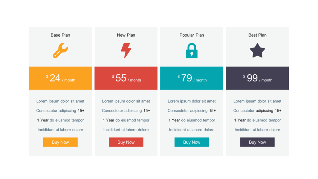 Download (Free) Professional Price Table Design for Presentation