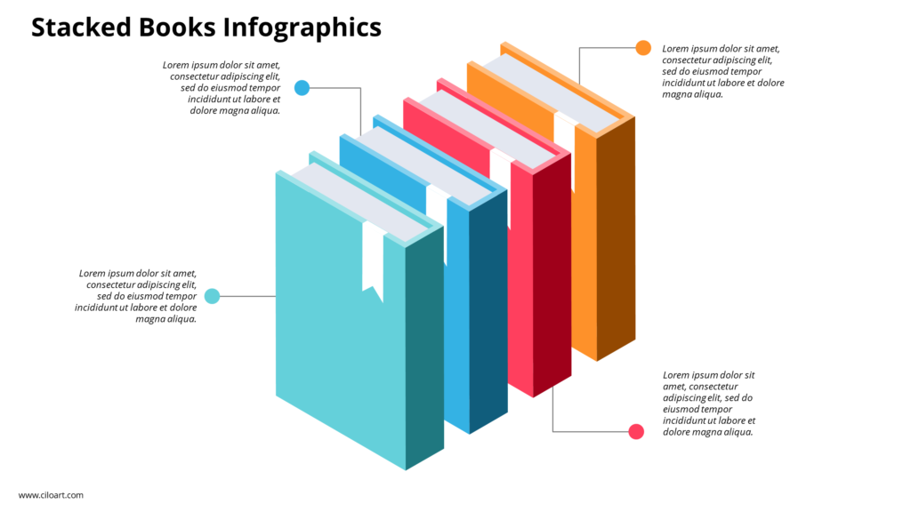 Stacked Book Infographics Design for Presentations